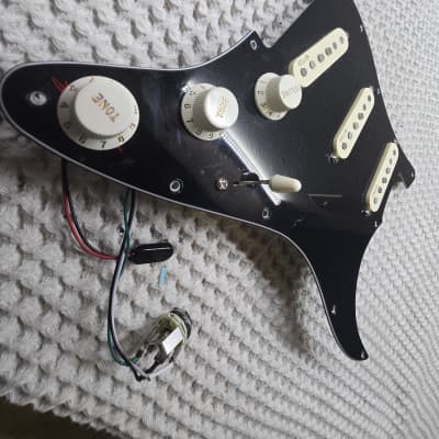 EMG STRAT SSS LOADED PICKGAURD - IVORY AND BLACK | Reverb