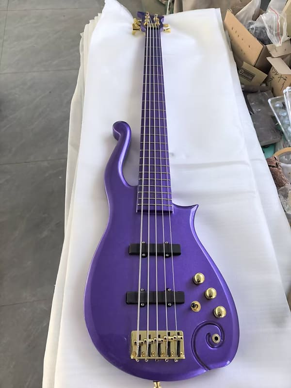 Purple Cloud Prince 5 String Bass, Maple Neck | Reverb