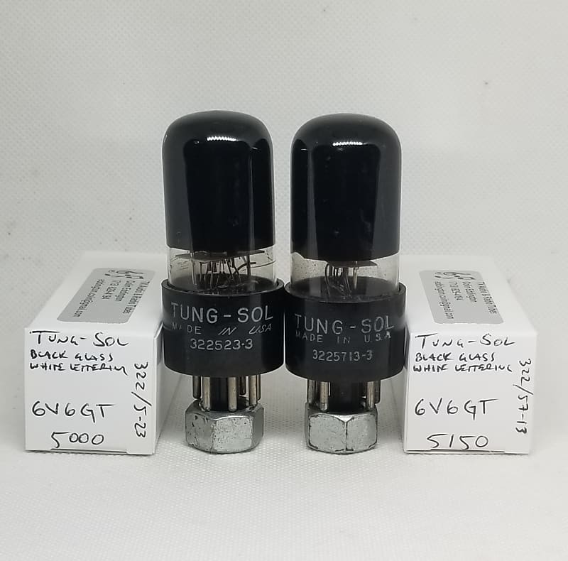 Tung-Sol 6V6GT Black Glass Very Well Matched Pair (2.9%) NOS | Reverb