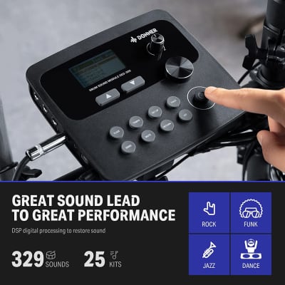 Donner DED-300 Electric Drum Set, Mesh Pad Electronic Drums | Reverb