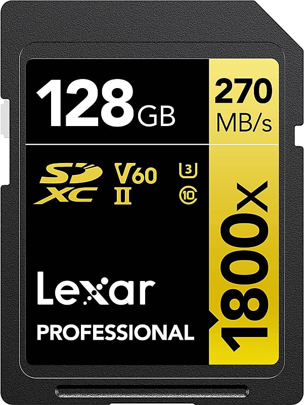 Lexar 128GB Professional 1800x UHS-II SDXC Memory Card (GOLD | Reverb
