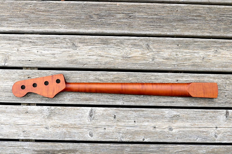 Jazz Bass neck, flamed roasted maple, 20 frets, leveled and | Reverb