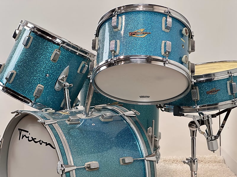 Trixon 20/13/14/16/5x14" Vintage 60's Drum Set - Aqua Glass | Reverb