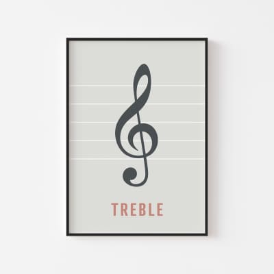Treble Clef Print - Musical Note Art, Music Notes Poster, | Reverb
