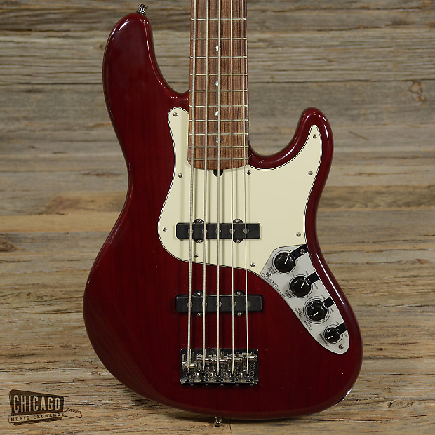 Fender American Deluxe Five-String Jazz Bass Trans Red 1999 | Reverb