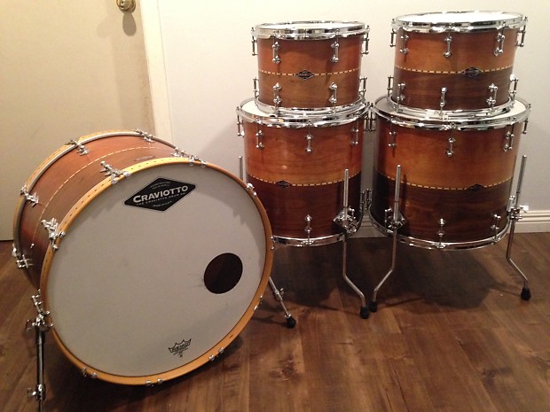 Craviotto Drums Solid Shell Cherry / Walnut Hybrid Kit #253 | Reverb