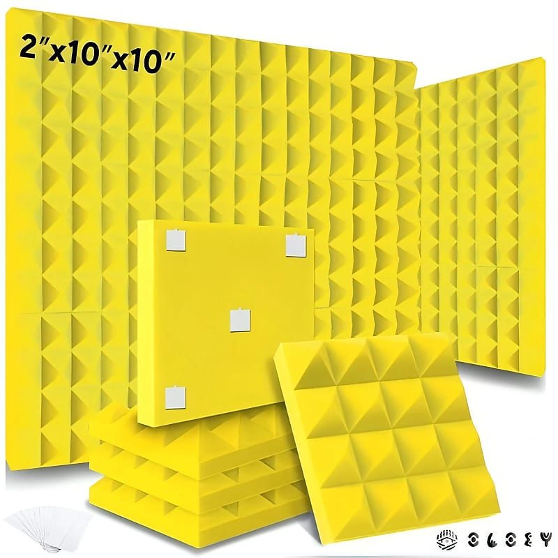 Studio Sound Absorbing Panels 12 Pcs, Pyramid Acoustic Foam | Reverb