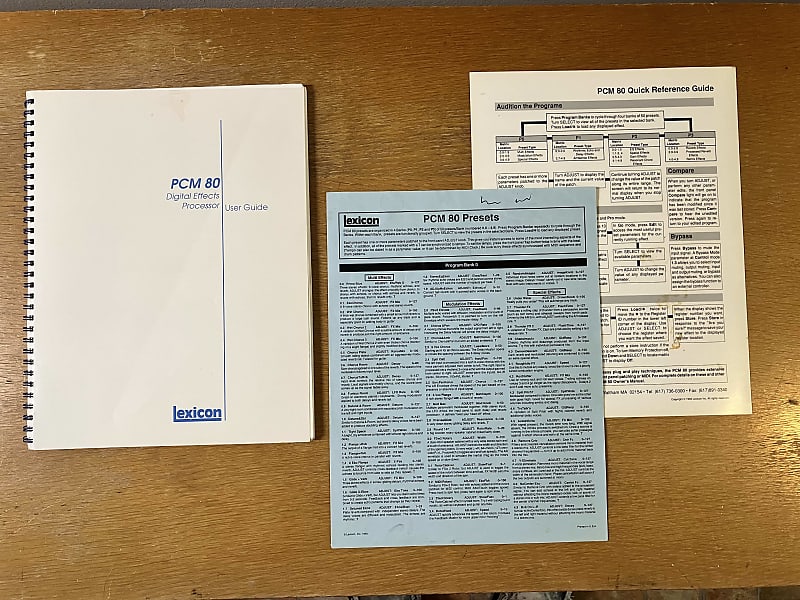 Lexicon PCM80 User Guide | Reverb