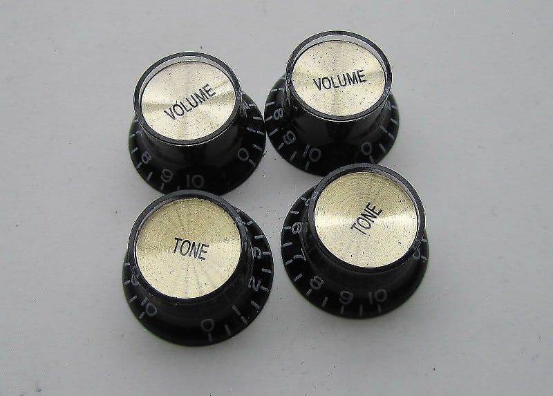 Black Gold Top Guitar Volume Tone Control Knobs Set | Reverb
