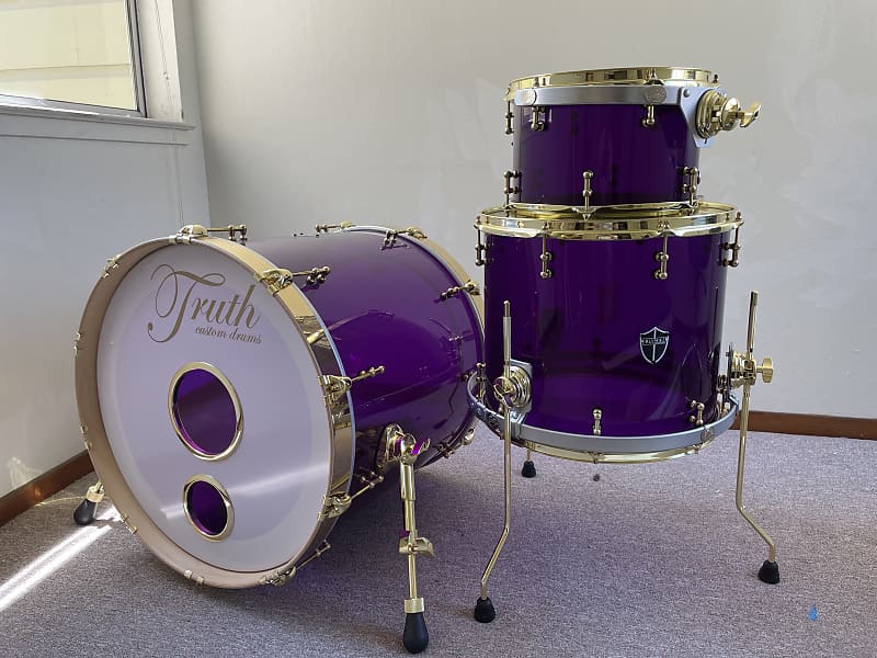 Truth Custom Drums 3 Piece Shell Kit Purple Acrylic Gold | Reverb