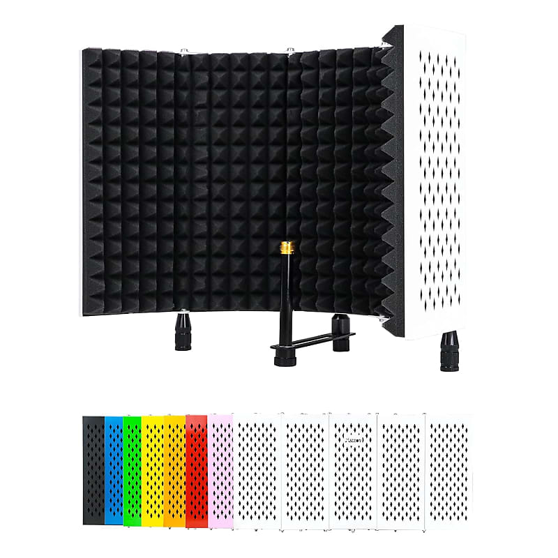 5 Panel White Mic Isolation Shield With High Density Mic | Reverb