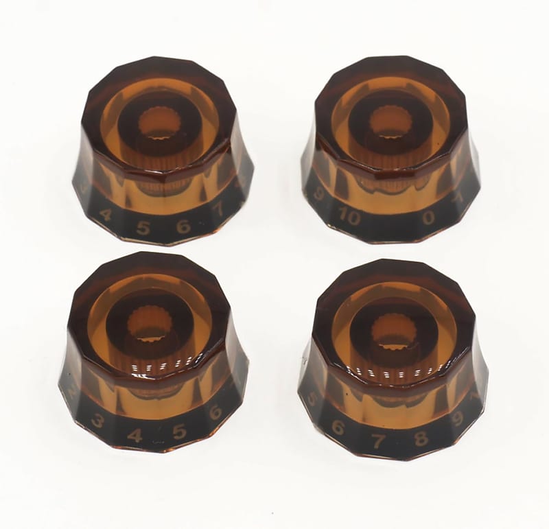 4pcs Brown Lampshade Guitar Knobs | Retro 18 Spline Coarse | Reverb