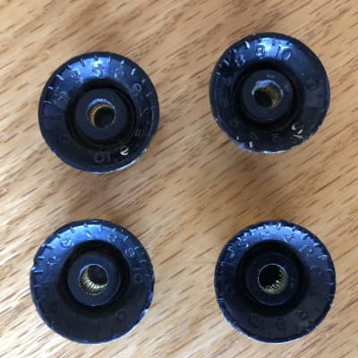 Gibson black bonnet knobs 1950’s 1965 top hat silver insert | Reverb