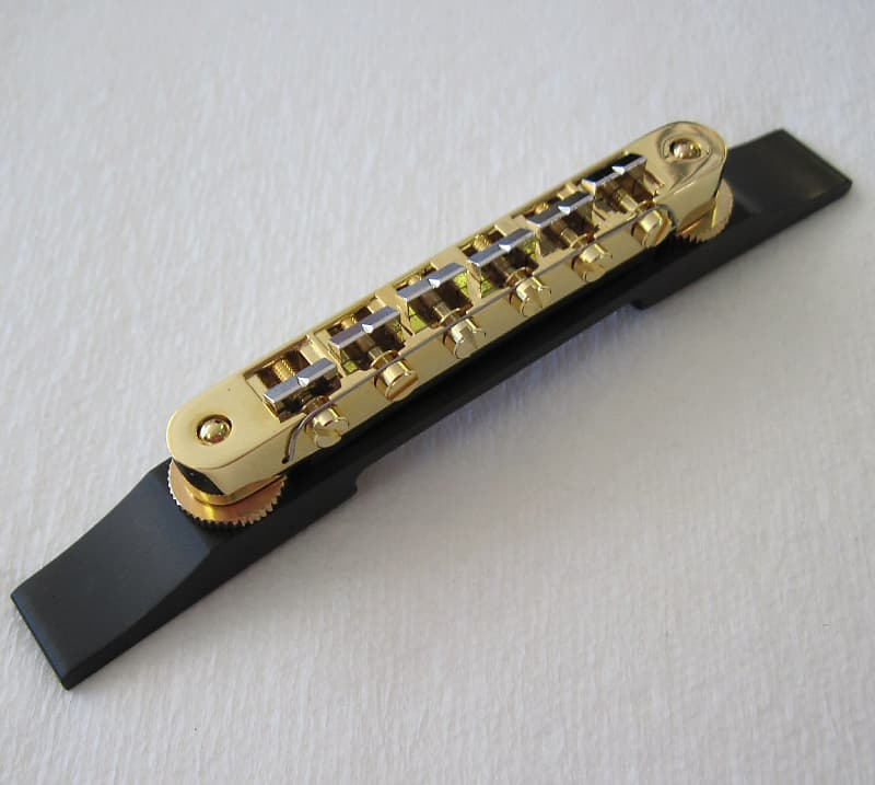 Gretsch Adjustomatic Bridge Assembly - Gold w/ Ebony Base - | Reverb