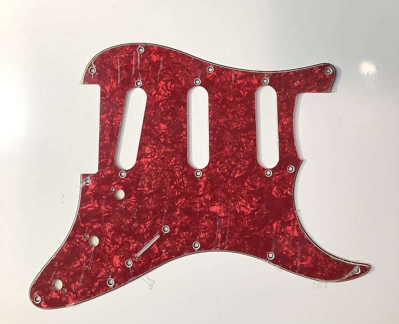 Stratocaster Moto Style 3-Ply Pickguard Red Pearloid | Reverb