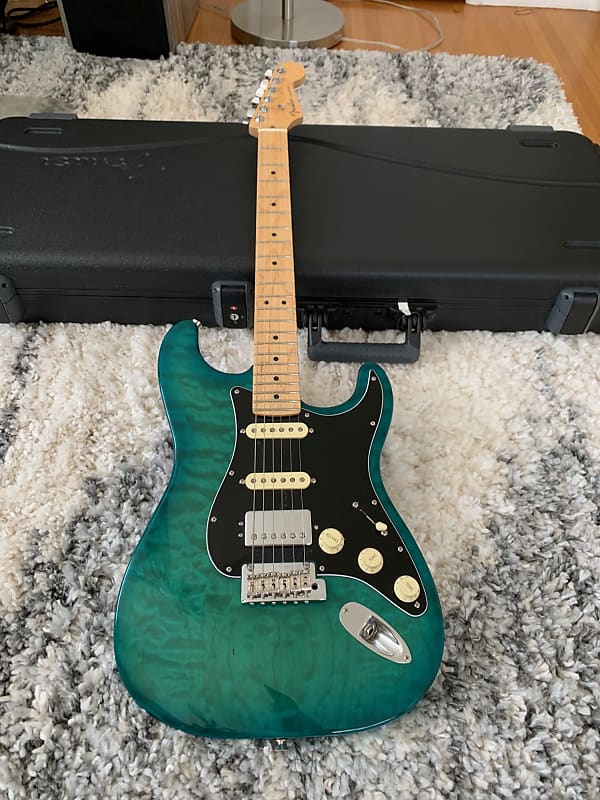 Fender American Showcase Stratocaster HSS - Aqua Marine | Reverb