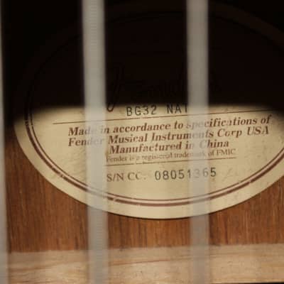 Fender BG32 NAT/ Short Scale Acoustic Bass W/Peramp-pick Up | Reverb