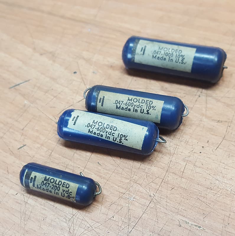 Four Ajax Blue Molded Capacitors - For Vintage Fender | Reverb