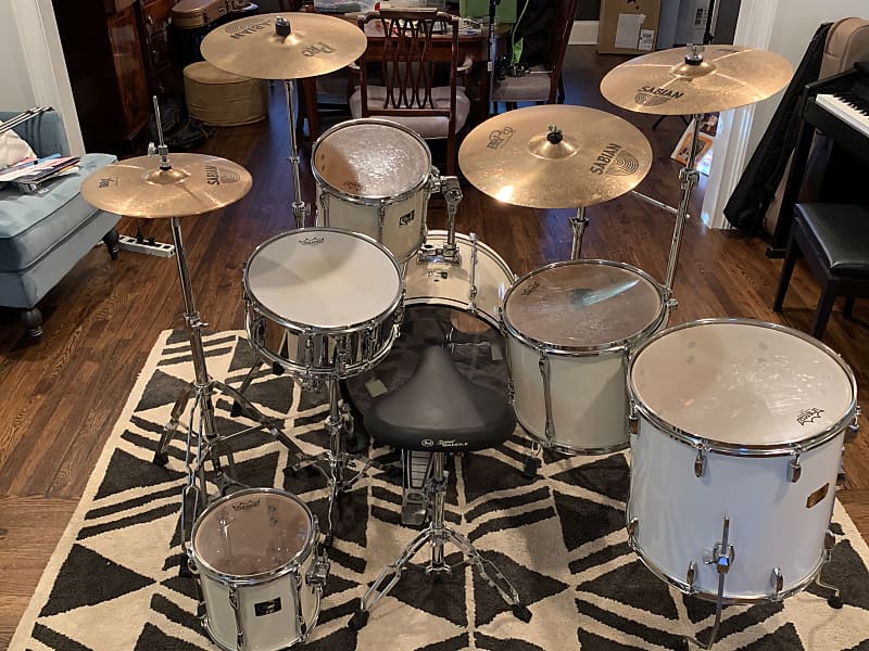 Pearl Export 6 piece drum set kit with stands and cymbals | Reverb