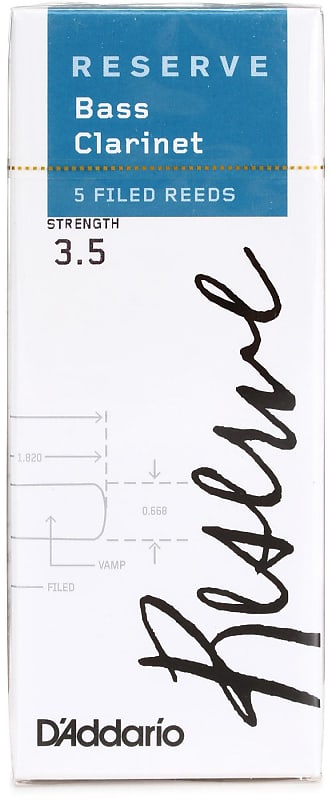 D'Addario RER0535 Reserve Bass Clarinet Reed - 3.5 (5-pack) | Reverb