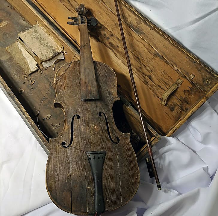 Hopf Fiddle 1900-1920 w/Wood Coffin Case & Bow - PROJECT | Reverb