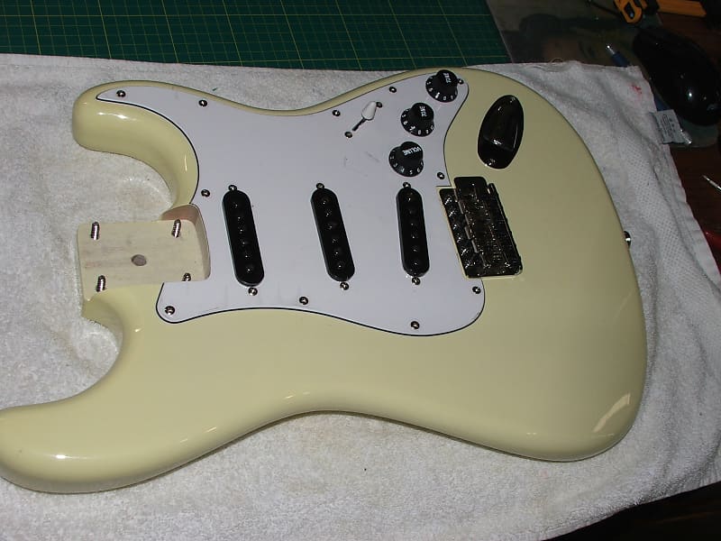 Vintage White Loaded Strat Style Body...Wilkinson Big Block | Reverb