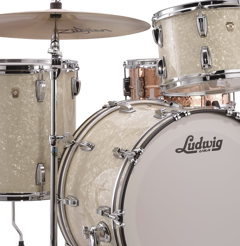 Ludwig Classic Maple FAB Vintage White Marine 3-piece Shell | Reverb