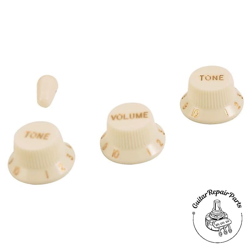 Plastic Strat / UFO Style Knob and Switch Tip Set - Parchment | Reverb