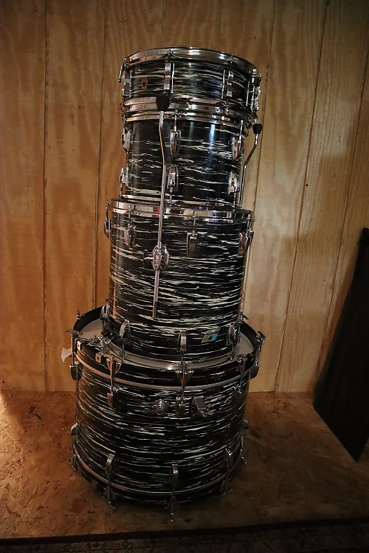 Ludwig - Vintage Black Oyster Pearl Shell Pack with matching | Reverb
