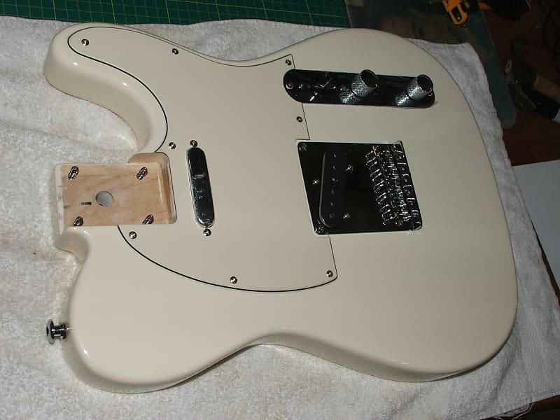 White Tele Body...upgraded Hot Staggered Pole Bridge | Reverb