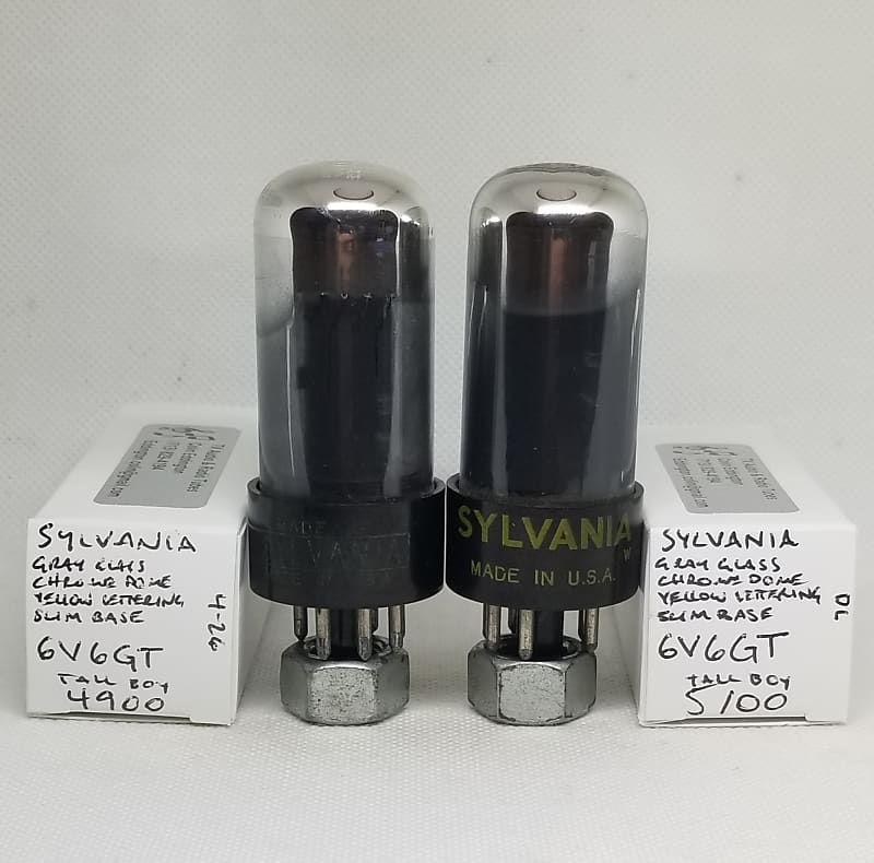 Sylvania 6V6GT Chrome Dome / Top Tall Boy Gray Glass Well | Reverb