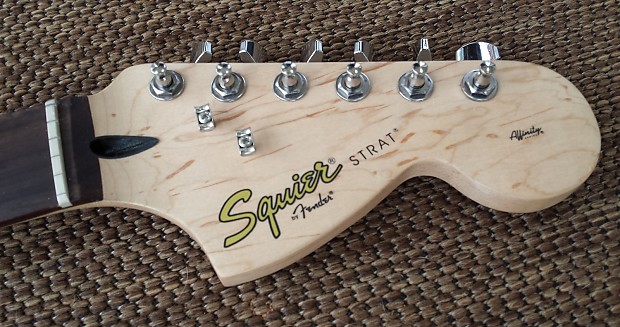 Fender Squire Strat Neck with Tuners & String Trees | Reverb