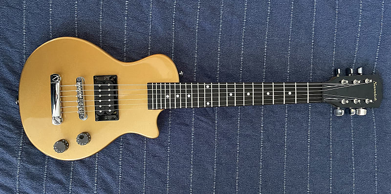Samick Mini Les Paul / Travel guitar, Gold, RARE | Reverb