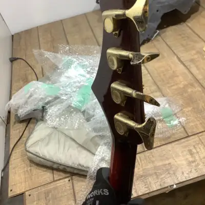 Aria Pro II ZZB Custom Explorer bass guitar 1980s Red Burst | Reverb