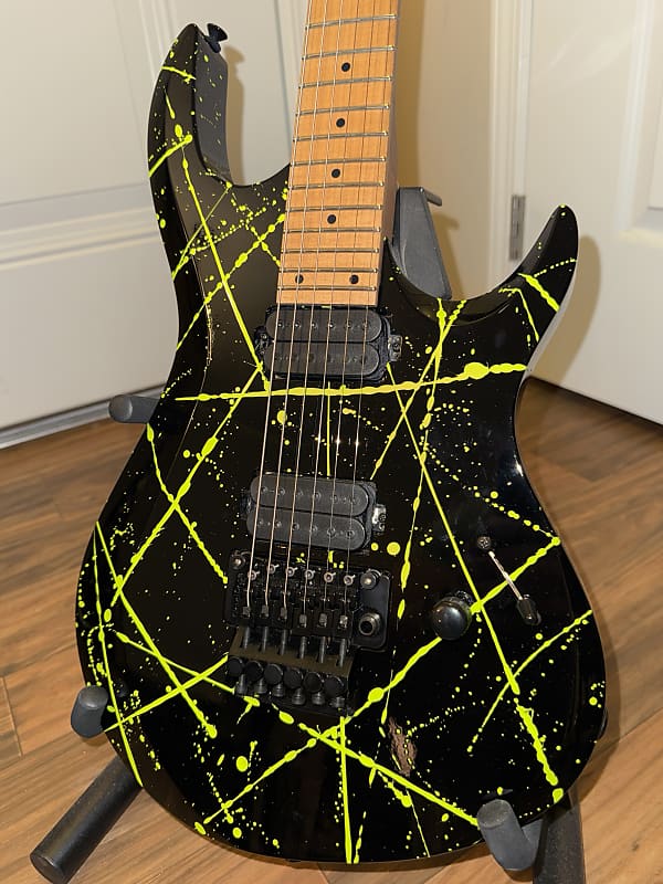 Kiesel A2 - Jet Black/Acid Green Textured Splatter | Reverb
