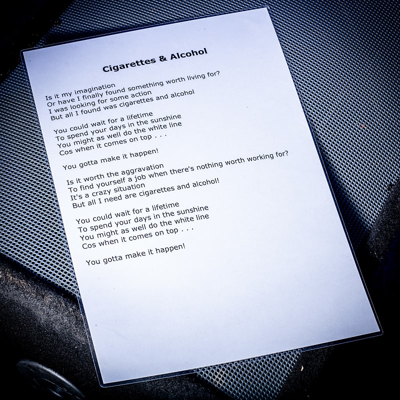 Oasis Cigarettes and Alcohol A3 Laminated Lyrics 2000s | Reverb
