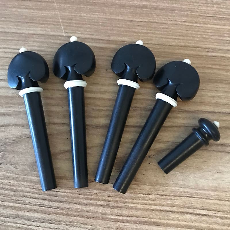 Solid Ebony with Bone 4/4 Violin Tuning Pegs | Reverb