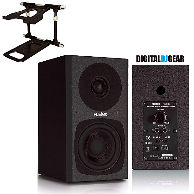 Fostex PM03B Studio Monitors with Crane Stand Elite Black | Reverb