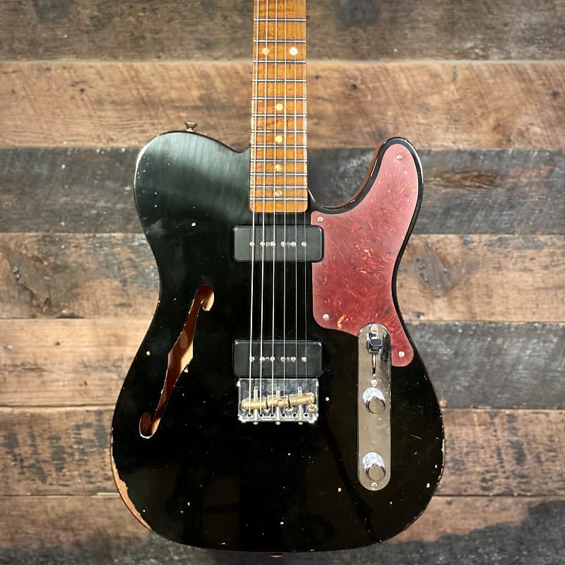 Fender Custom Shop Thinline Telecaster Relic in Black | Reverb