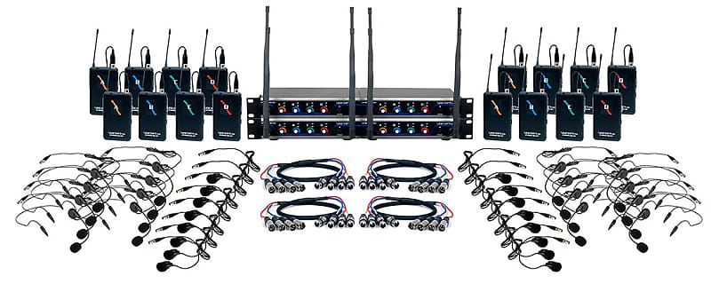 VocoPro 16CH UHF Wireless Headset & Lapel Mic System with | Reverb
