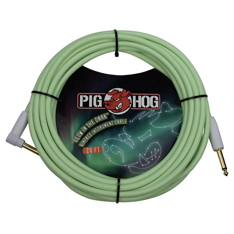 Pig Hog Glow-in-the-Dark Vintage Woven Instrument Cable, | Reverb