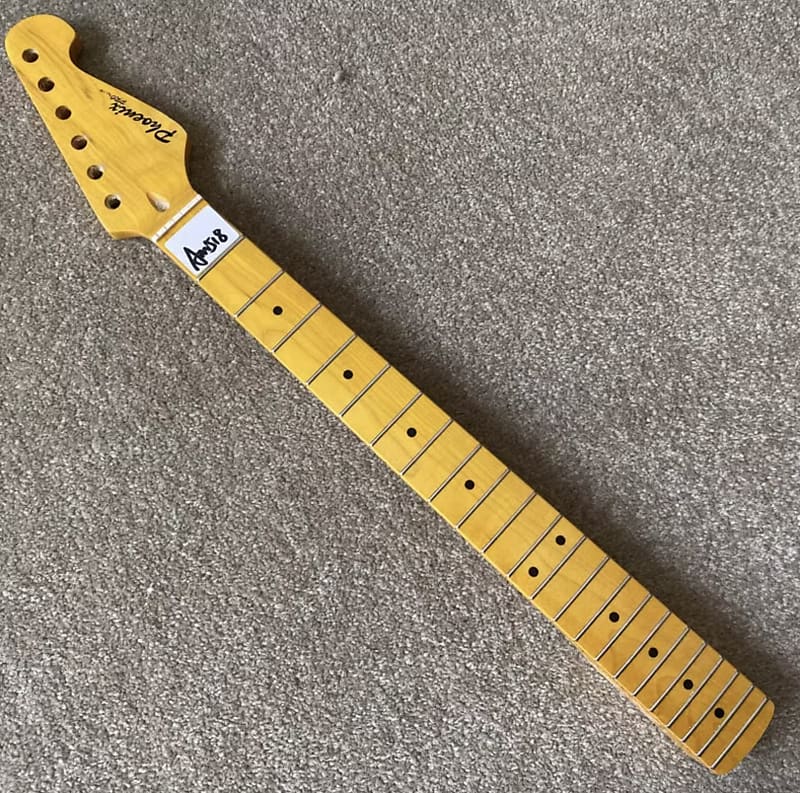 Yellow Glossy Finish Guitar Maple Strat Style Neck, 22 Frets | Reverb