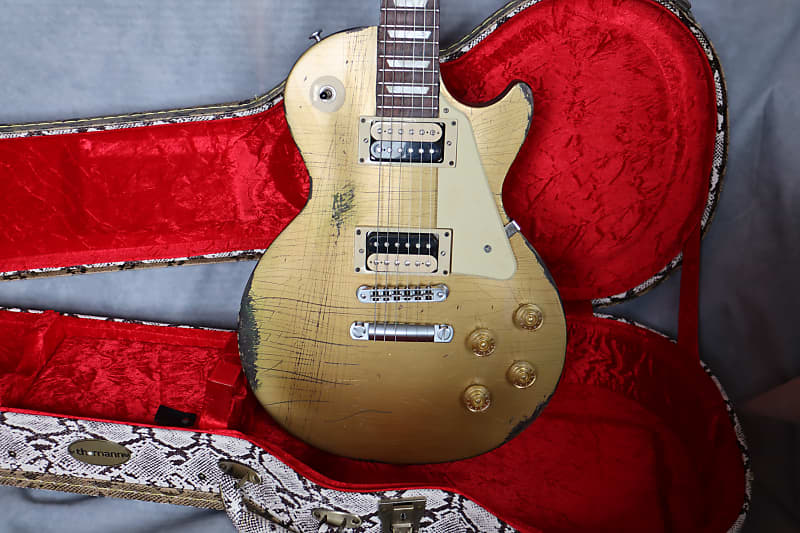 Gibson Les Paul gold top superb relic and mock snakeskin | Reverb