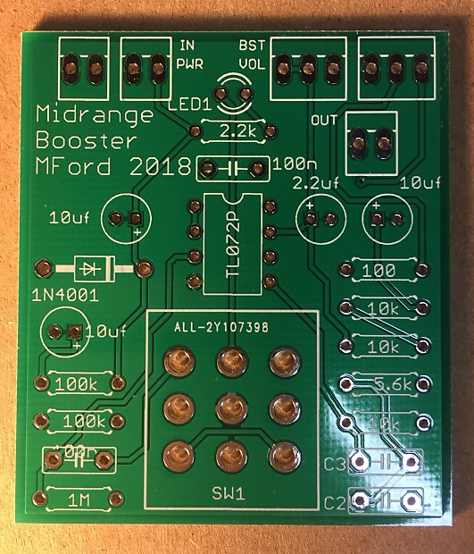 K7FX Midrange Booster PCB DIY guitar effect pedal 2018 | Reverb