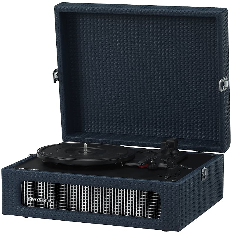 Crosley CR8017B Voyager Vintage Portable Turntable, Navy | Reverb