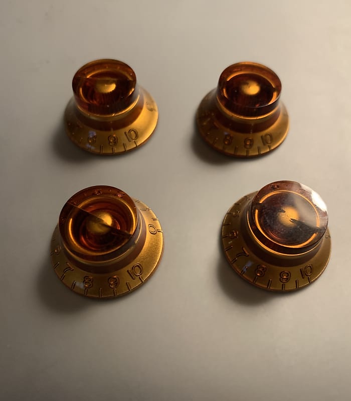 4 Genuine Gibson Les Paul USA Vintage Amber Top Hat Knobs | Reverb