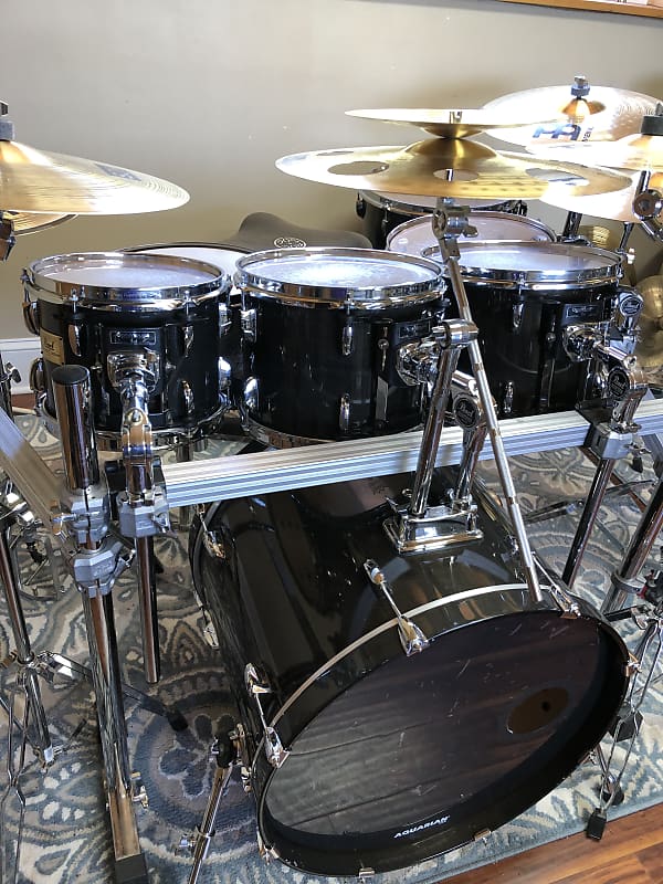 Pearl Session Custom 2002 6 pc Drum Set- Piano Black | Reverb