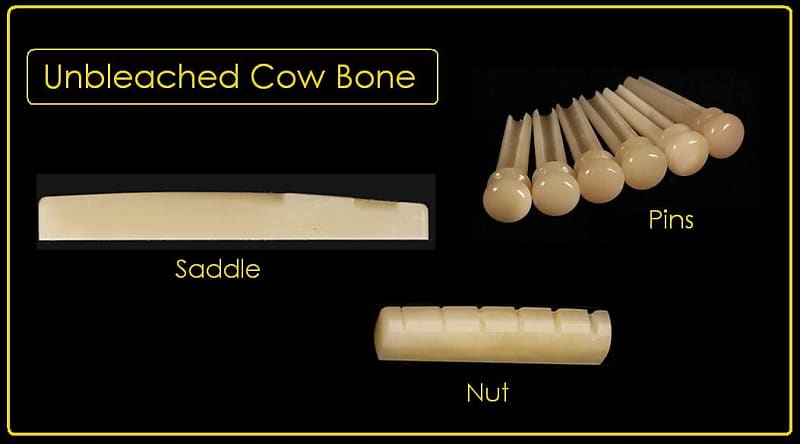 AxeMasters Unbleached Bone NUT, SADDLE and PINS Set handmade | Reverb