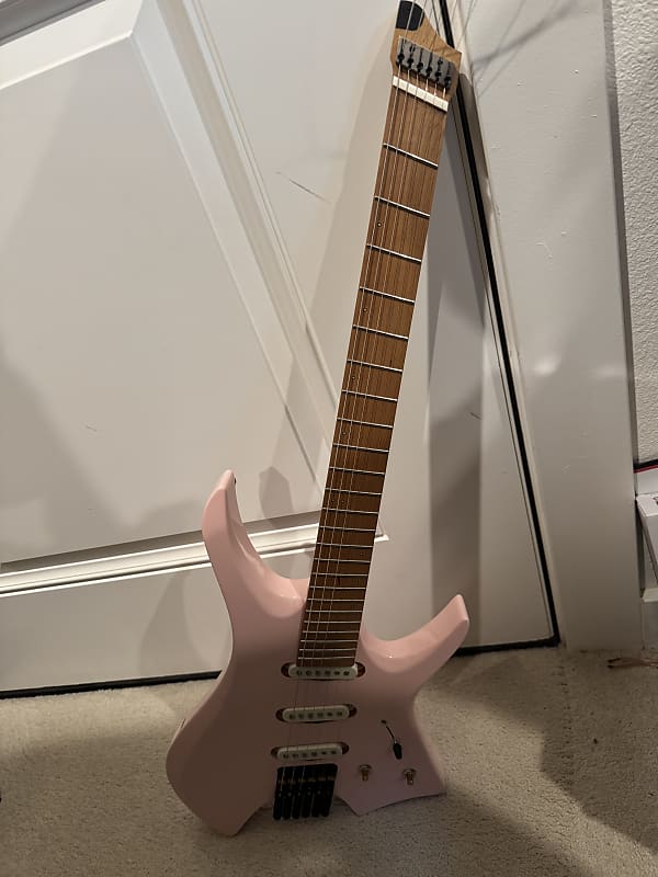 NK Headless guitar sparkle shell pink SSS strat pickups | Reverb