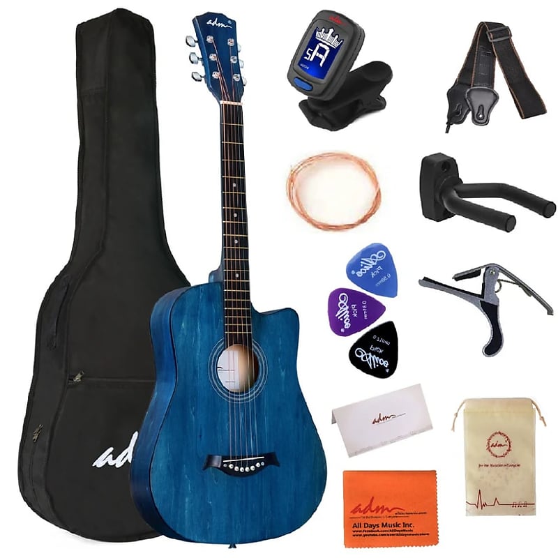 ADM 38'' Acoustic Cutaway Guitar for Kids Beginner Kit with | Reverb